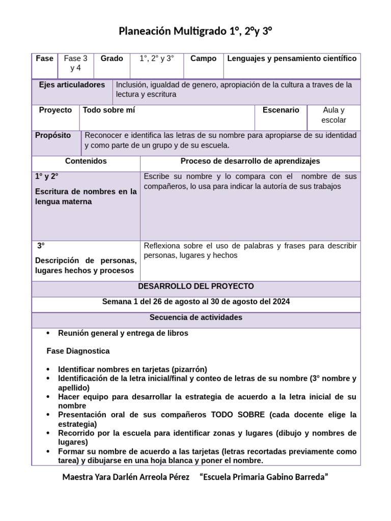 1, 2 y 3 Planeación Septiembre 2024 Multigrado | PDF | Educación ...