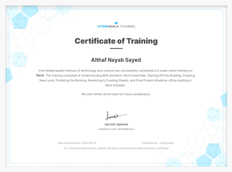 Revit Training - Certificate of Completion | PDF Revit Training - Certificate of Completion | PDF