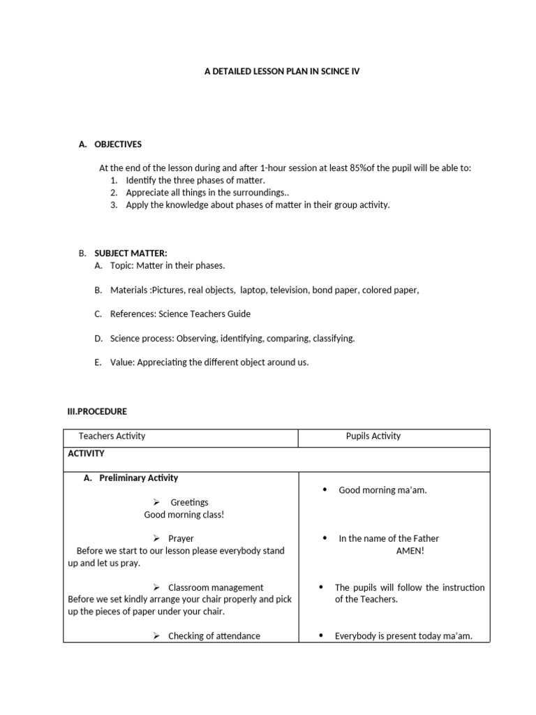 Lesson Plan: Phases of Matter in Science | PDF | Gases | Matter