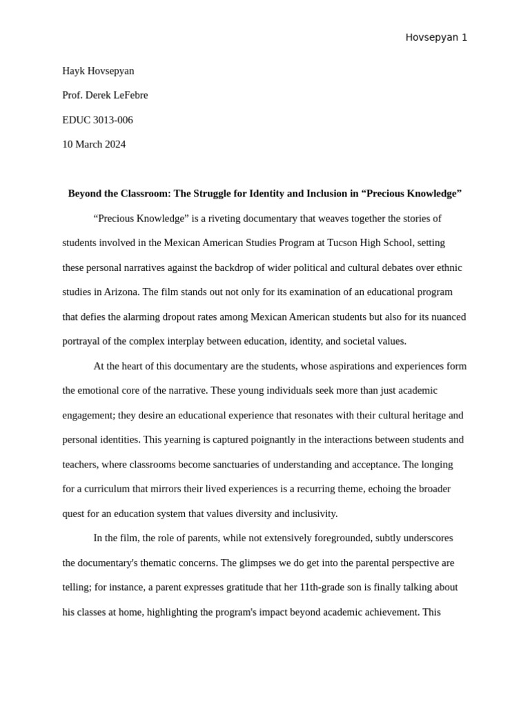 Precious Knowledge | PDF