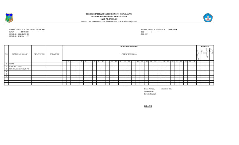 Download Absen Konsel PAUD Al Fadilah | PDF