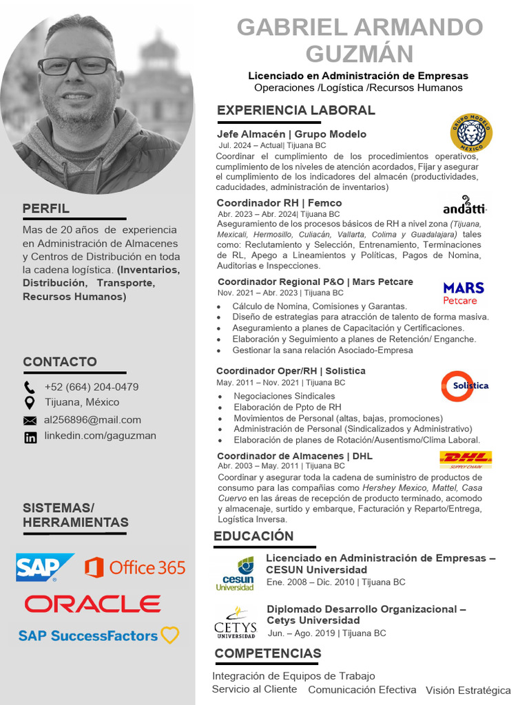 CV - Gabriel Armando Guzmán 2024 | PDF | Logística | Gestión de ...