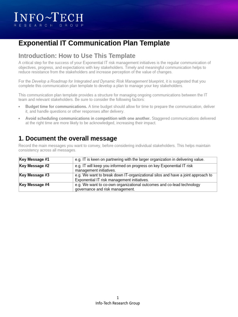 It Exponential IT Risk Management Communication Plan Template | PDF ...