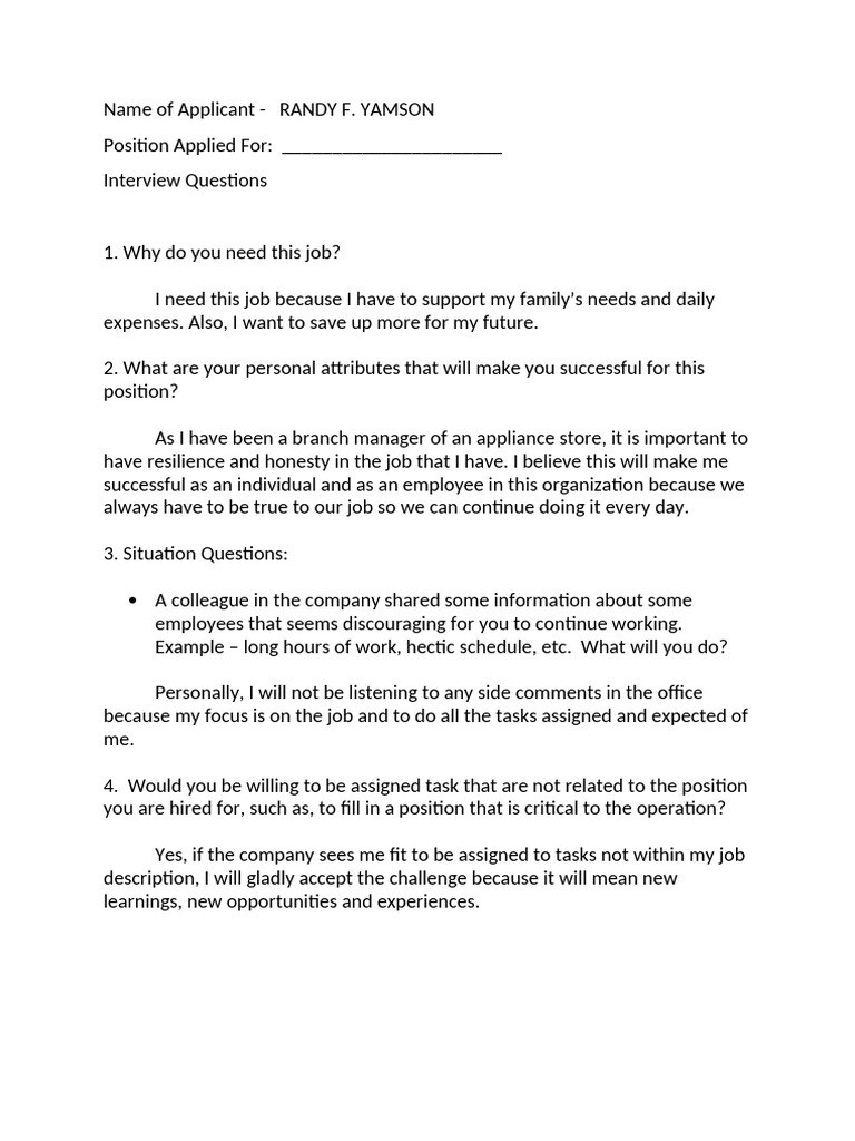 General Interview Questions With Answers Pdf