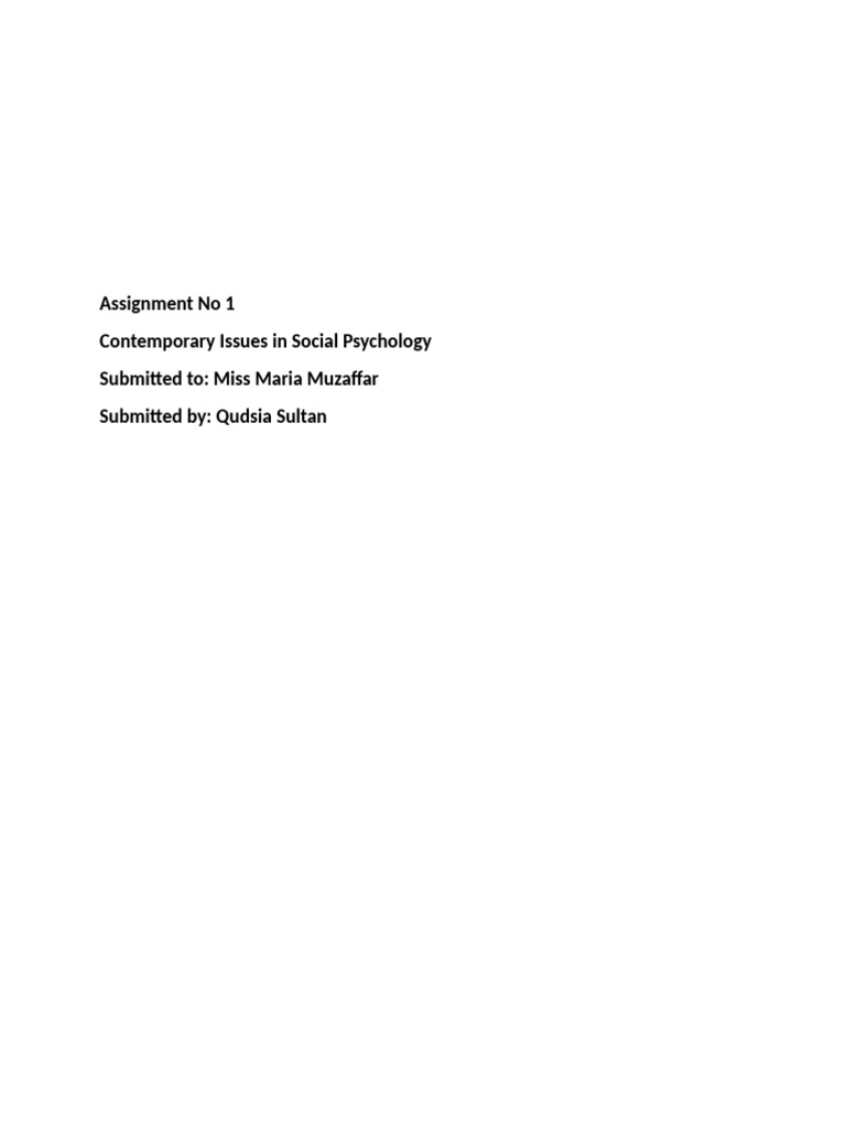 social psychology assignment | PDF | Bias | Social Psychology