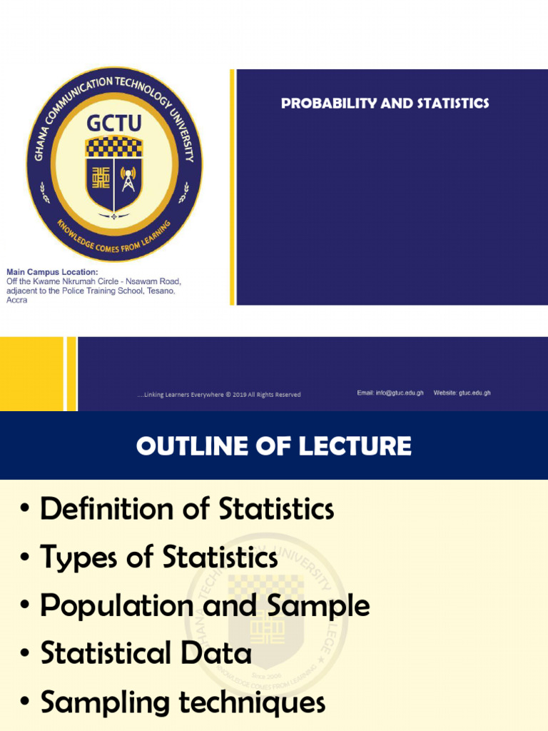 Lecture 1 - MATH 122 | PDF | Sampling (Statistics) | Statistics