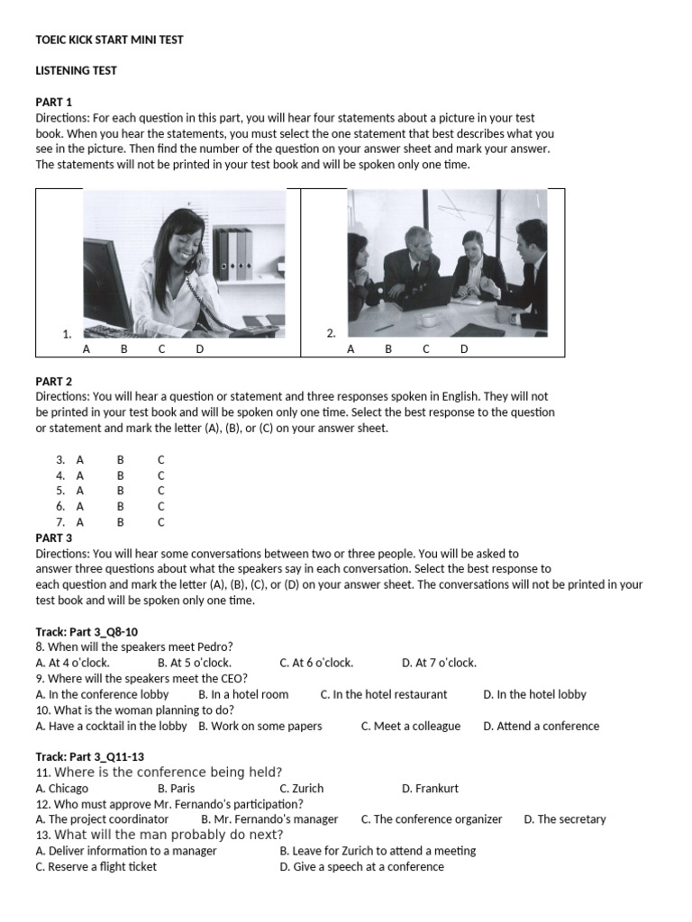 Kick start test | PDF