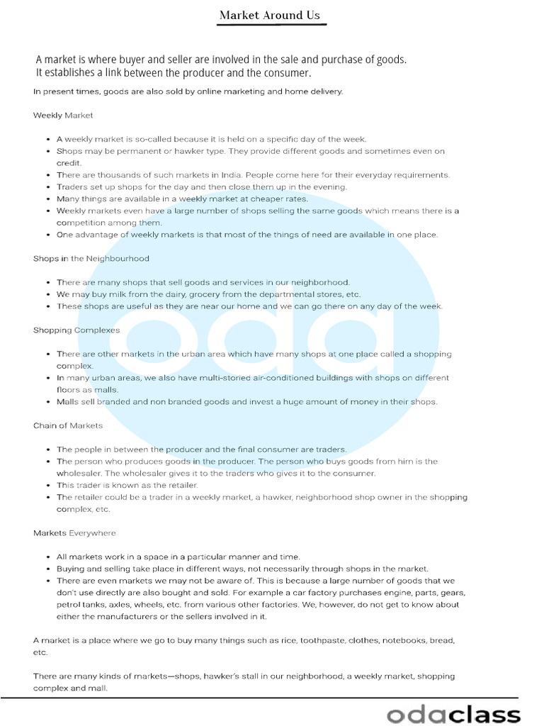 Market Around Us Notes | PDF