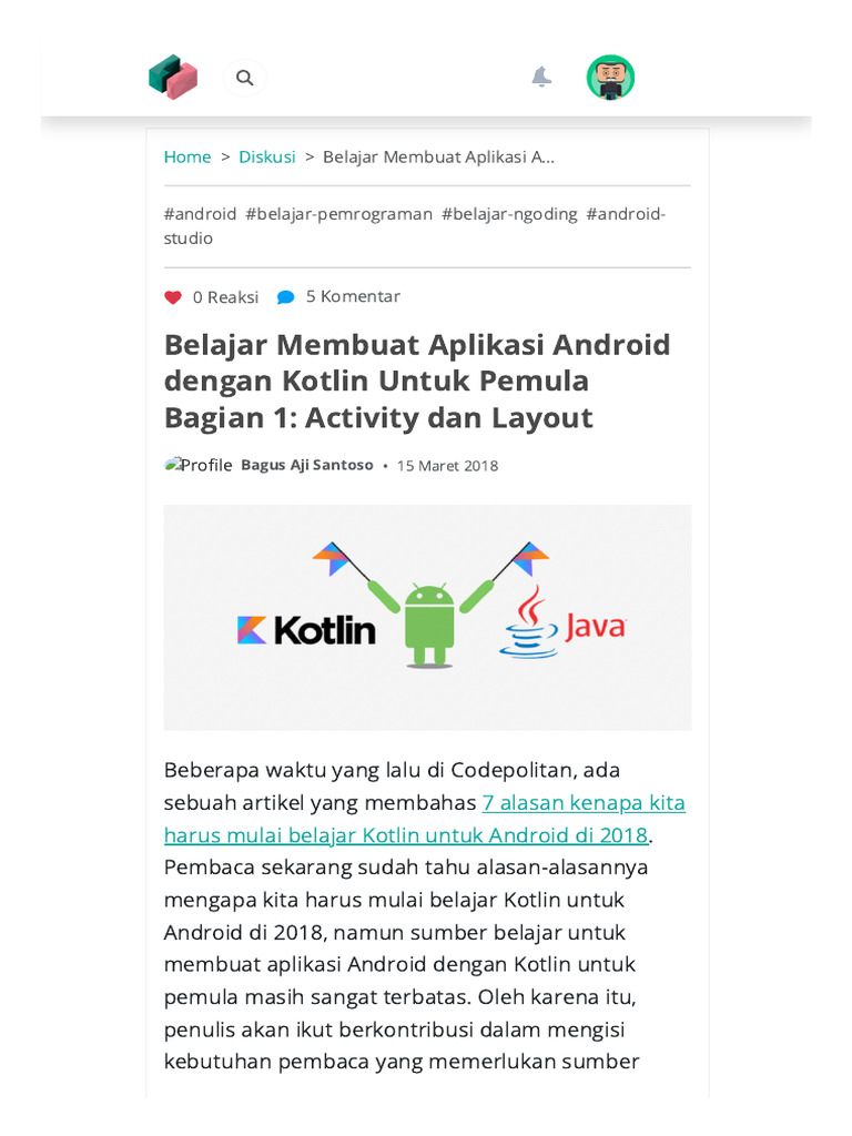 Belajar Membuat Aplikasi Android Dengan Kotlin Untuk Pemula Bagian 1 - Activity Dan Layout ...