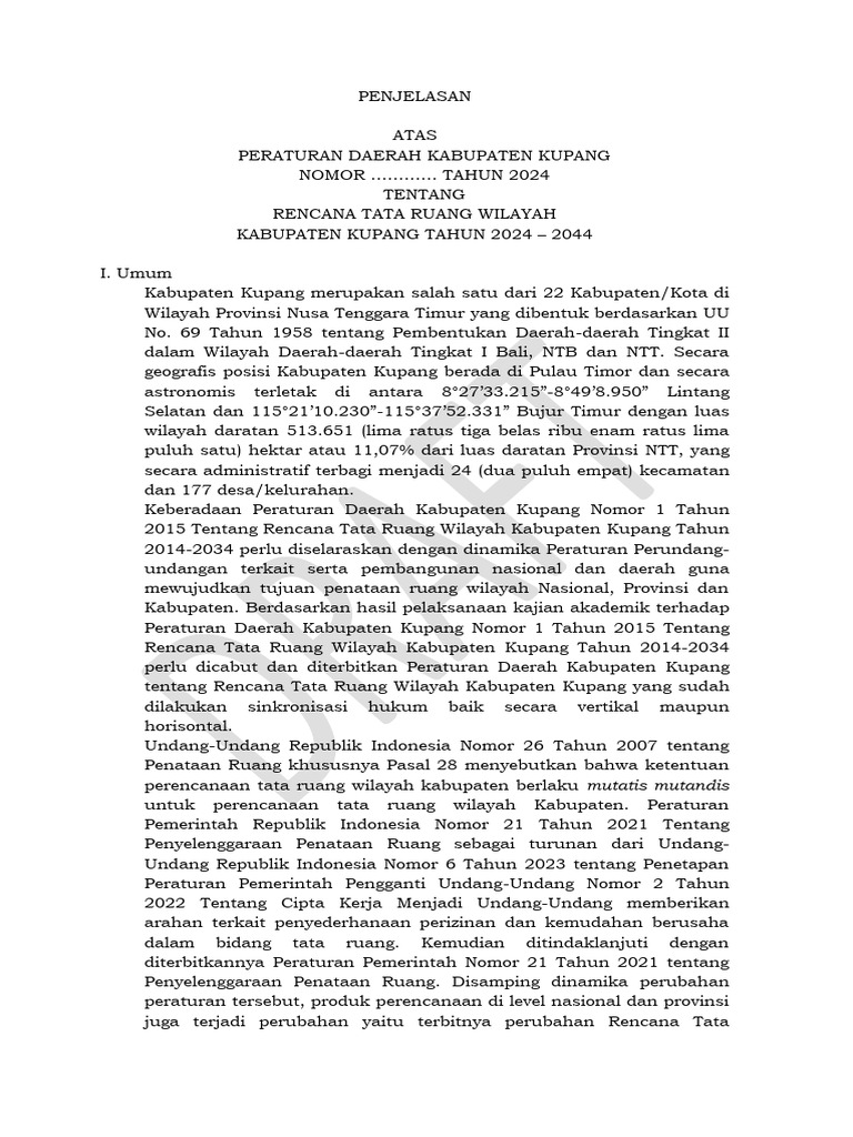 Penjelasan Raperda RTRW Kupang 18092024-1 | PDF