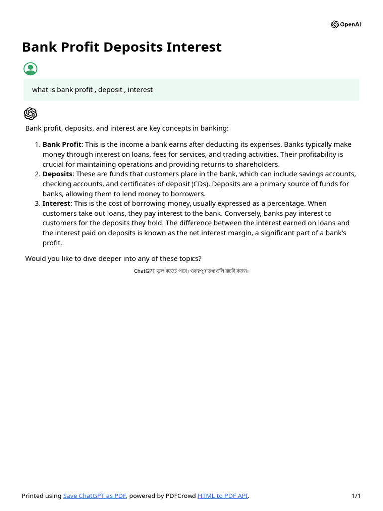 Bank Profit Deposits Interest | PDF