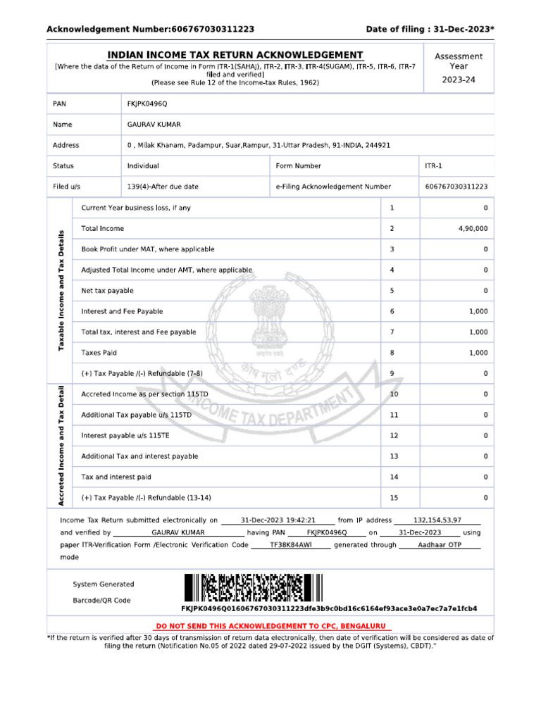 Gaurav Kumar 23-24 Ack | PDF