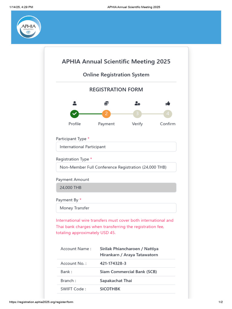 APHIA Annual Scientific Meeting 2025 | PDF | Wire Transfer | Money