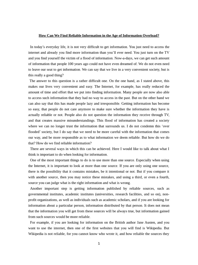 How To Find Reliable Information | PDF