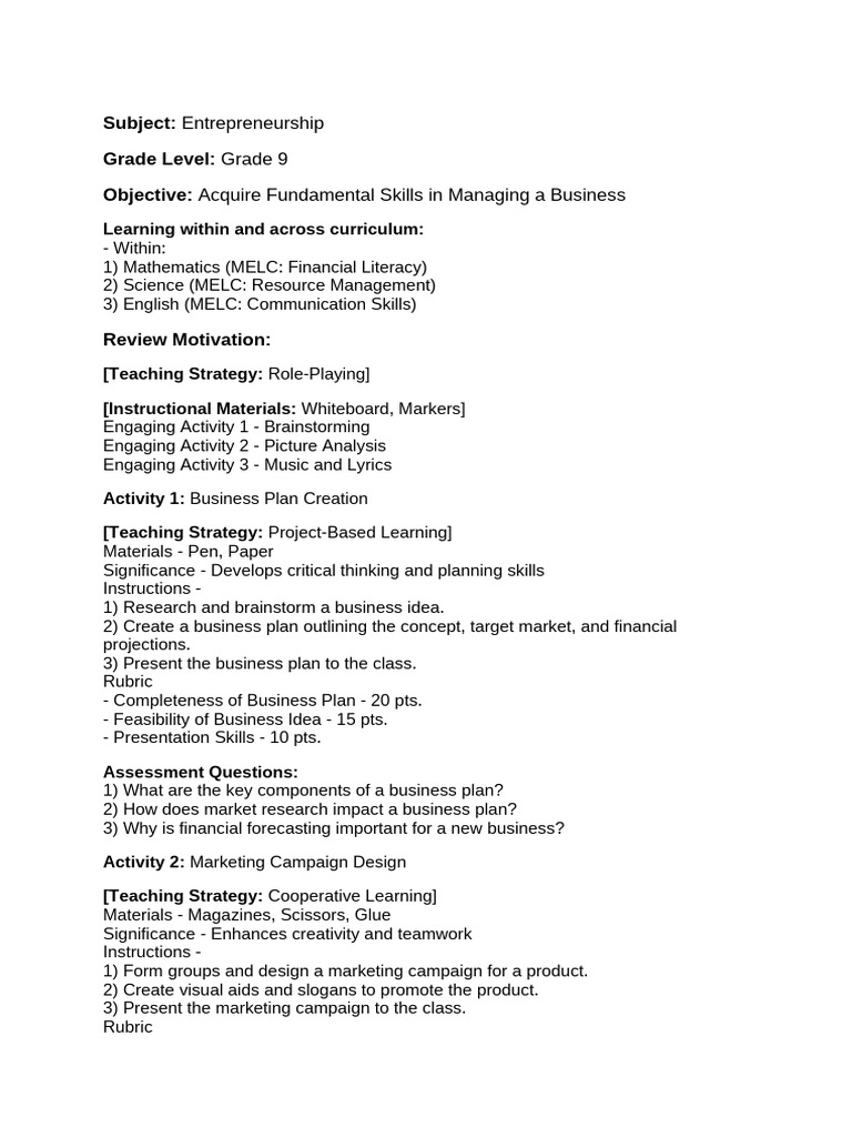 ENTREP LESSON 2 | PDF | Simulation | Creativity