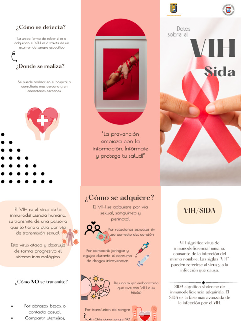 Folleto Tríptico Informativo Datos Sida Vih Sencillo Rosa Rojo Blanco | PDF | VIH / SIDA | VIH