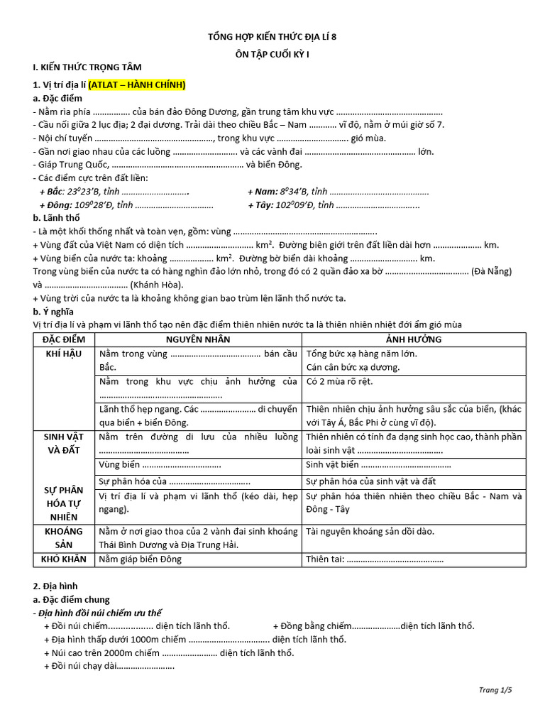 Địa-lí-8 HDOT CKI to Students NK | PDF