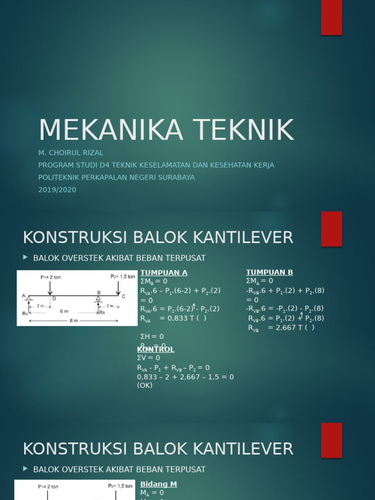 MEKANIKA TEKNIK KB OVERSTEK BEBAN TERPUSAT | PDF