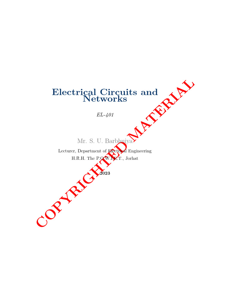 El 401 | PDF | Electrical Network | Passivity (Engineering)