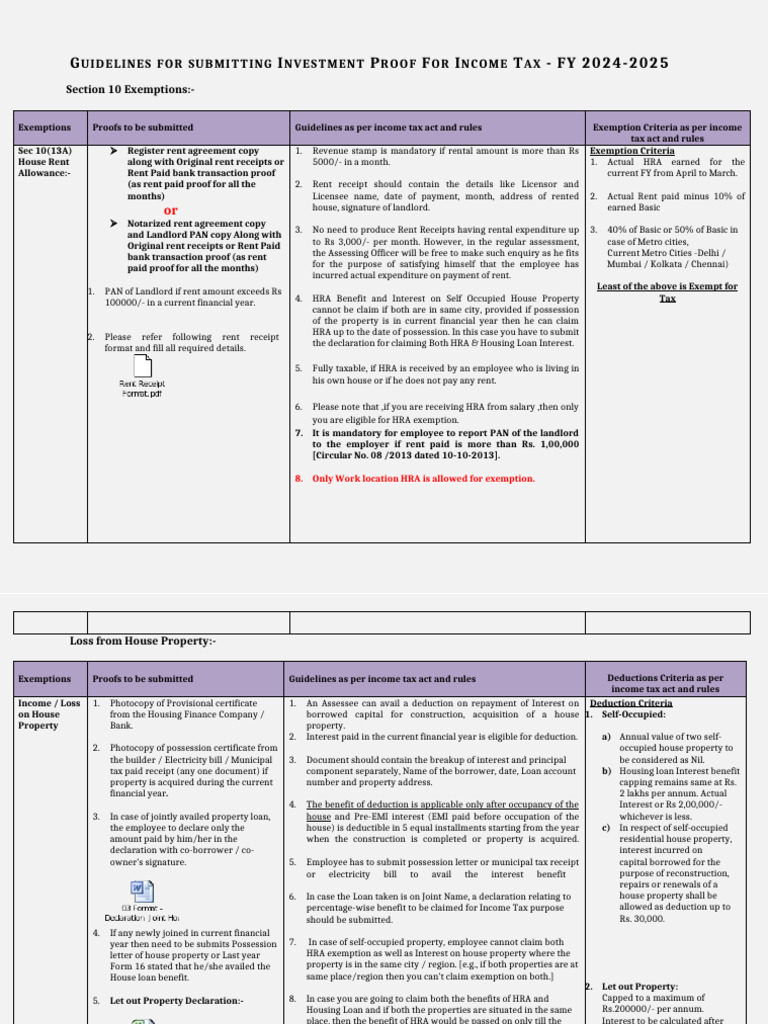 othFY 2024-25 - New Guidelines For Investment Proof Submission - New ...