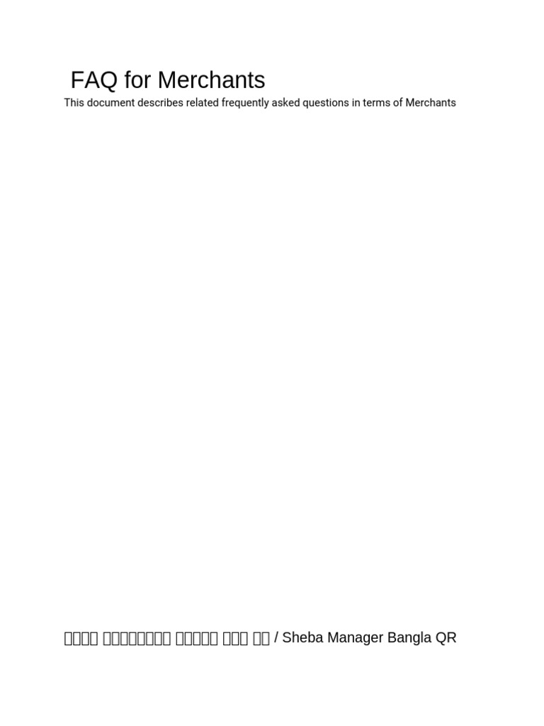 QR FAQ For Merchant | PDF