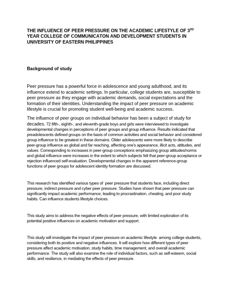 Peer Pressure's Impact on College Students | PDF | Adolescence | Social ...