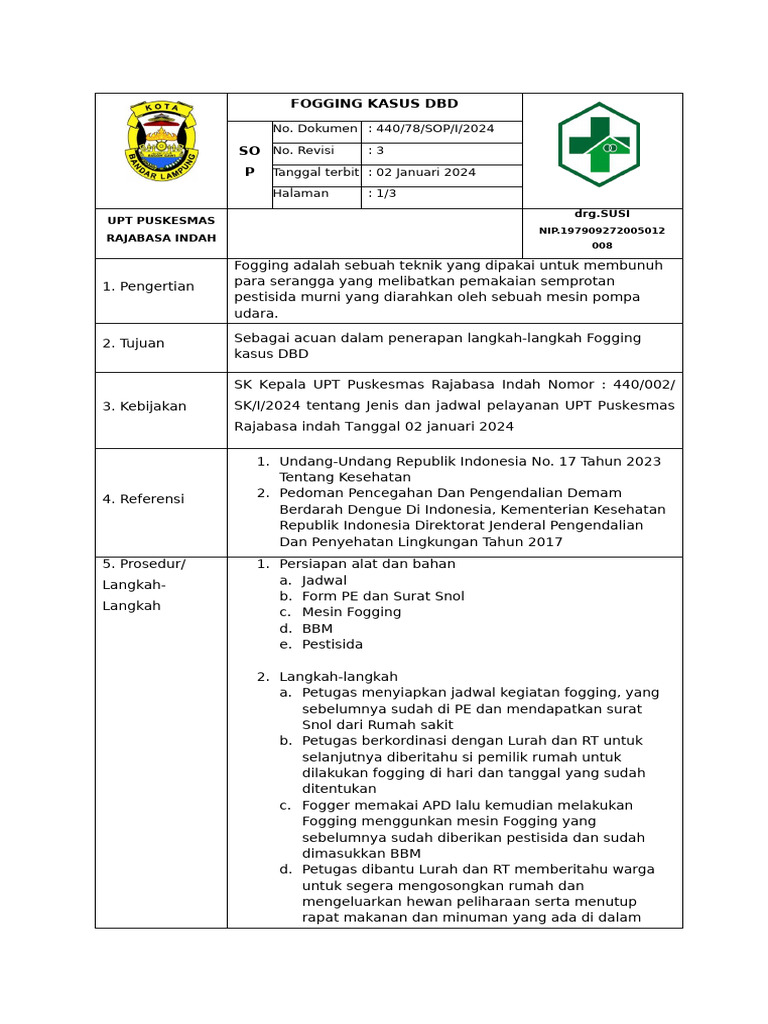 Sop Fogging 2024 | PDF