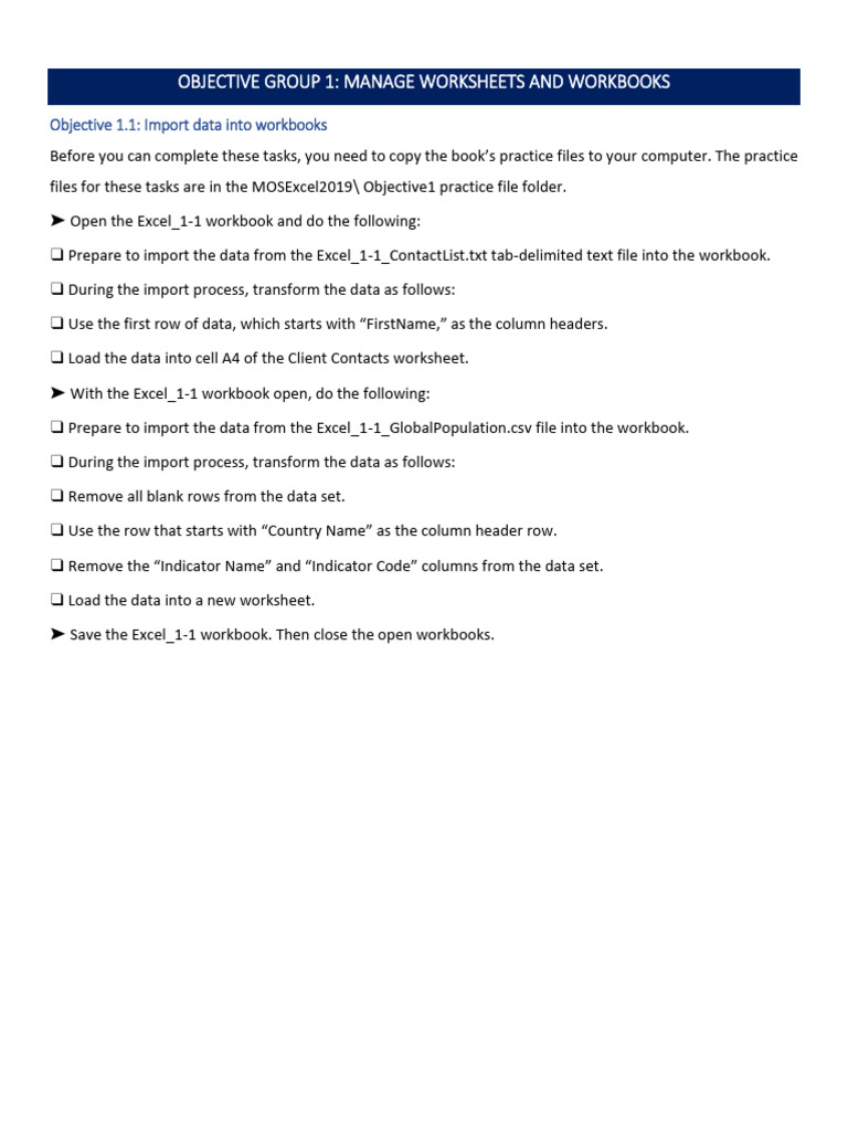 MOS Study Guide Practice For Microsoft Excel Exam MO | PDF | Computer ...