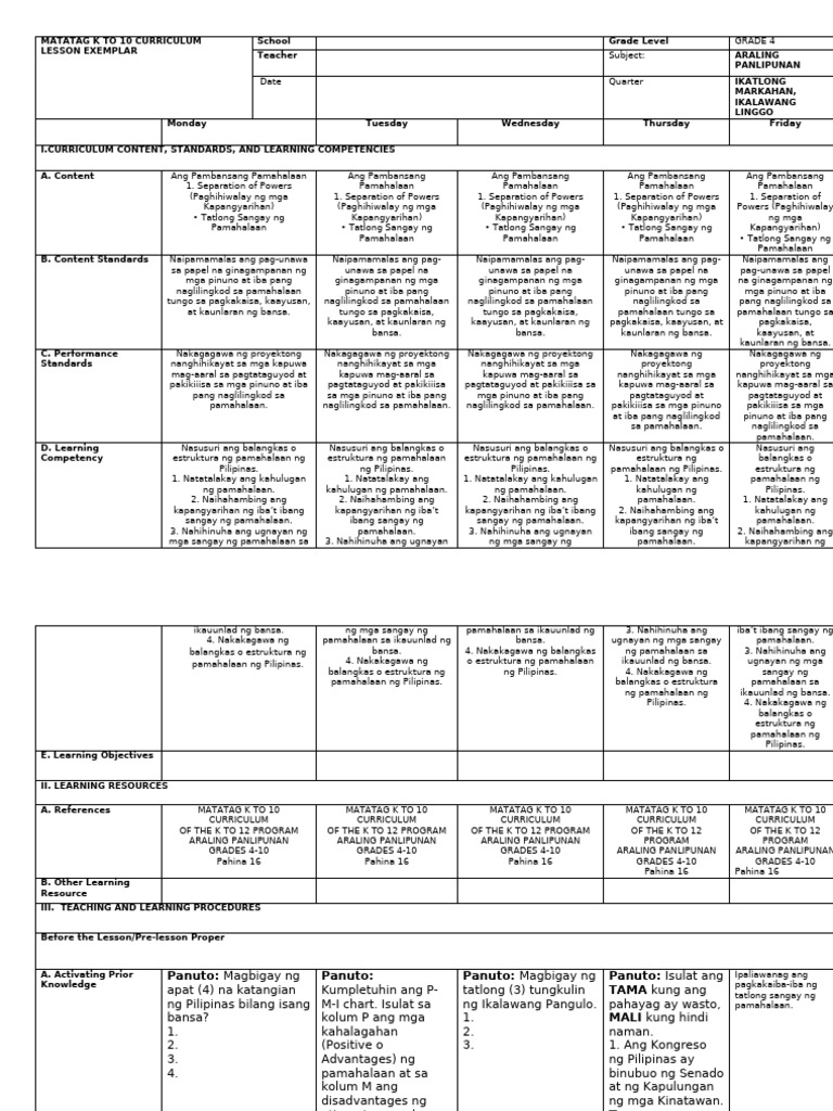 Grade 4-q3w2(Matatag Dll)- AP (1) | PDF