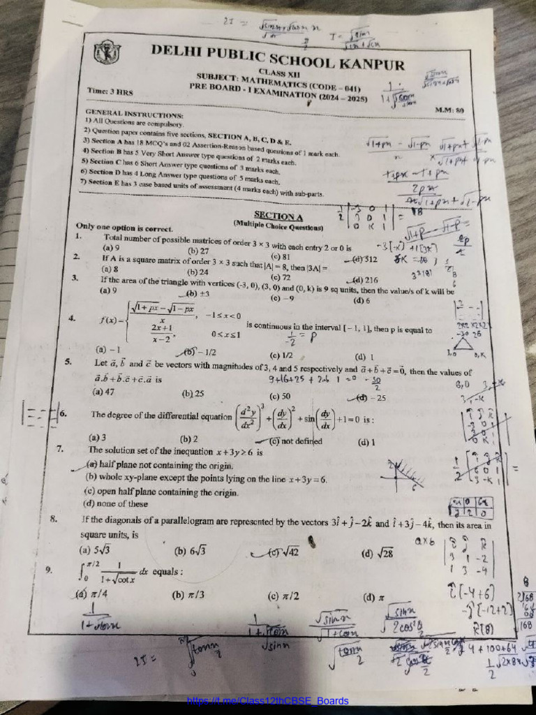 Maths PreBoard 4 - 250115 - 114938 | PDF