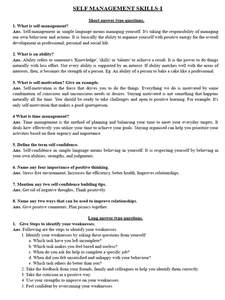 Self-Management Skills Guide | PDF | Thought | Motivational