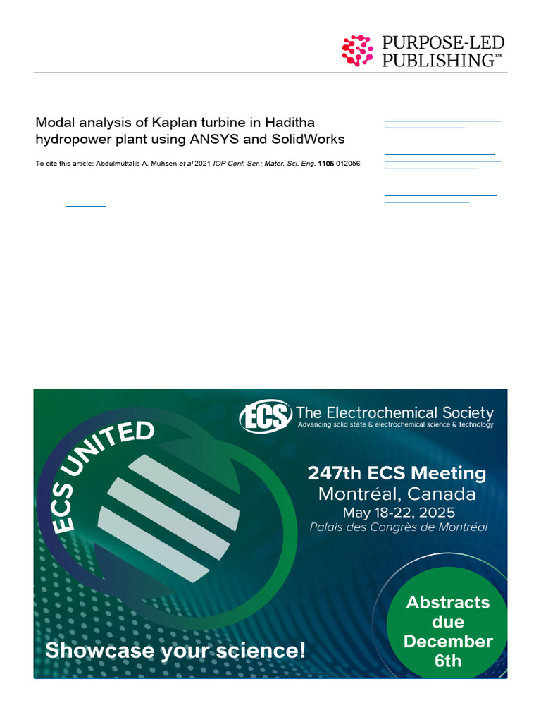 Modal Analysis of Kaplan Turbine in Haditha Using Solidworks and ANsys ...