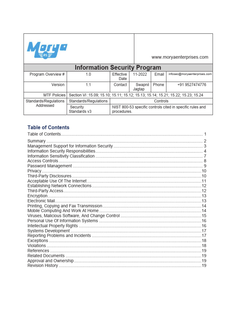 Information and Cyber Security Policy and Program - 2022-23 | PDF ...