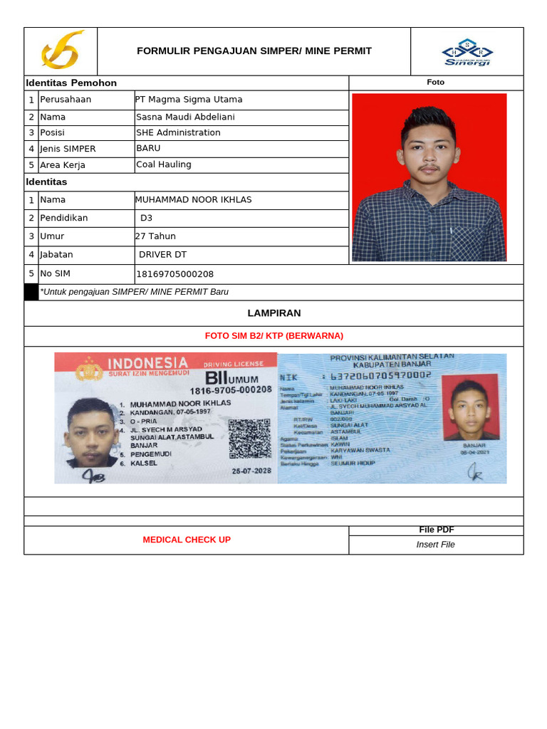 Form Pengajuan Simper | PDF