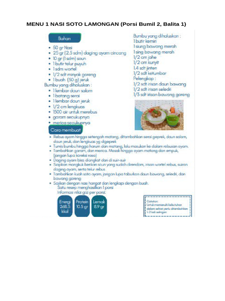 Resep Masakan Sehat untuk Bumil dan Balita | PDF