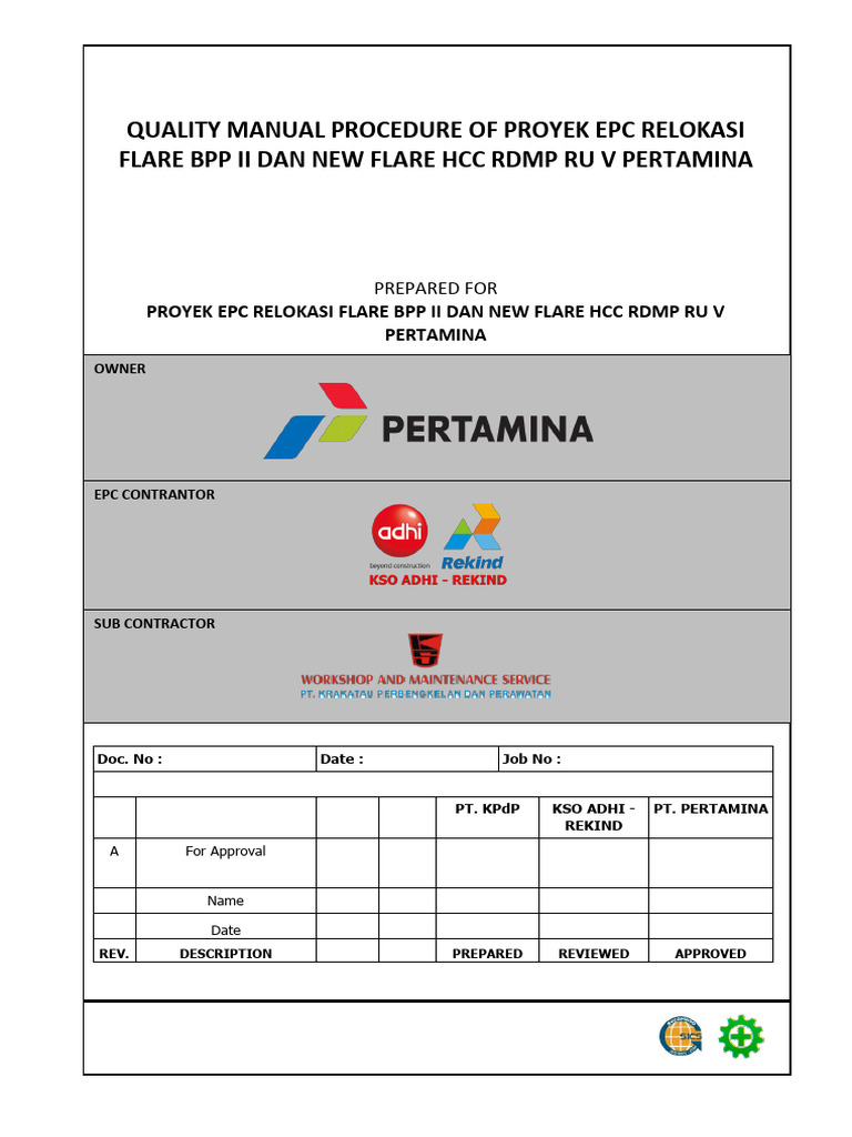 EPC Flare Relocation Quality Manual | PDF | Quality Assurance | Specification (Technical Standard)