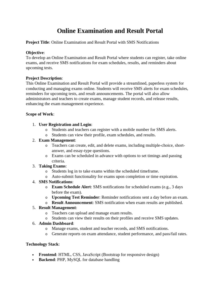 Online Exam Portal with SMS Alerts | PDF | Information Technology ...