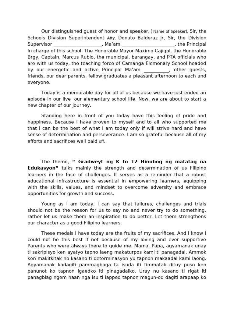 Valedictory Address | PDF