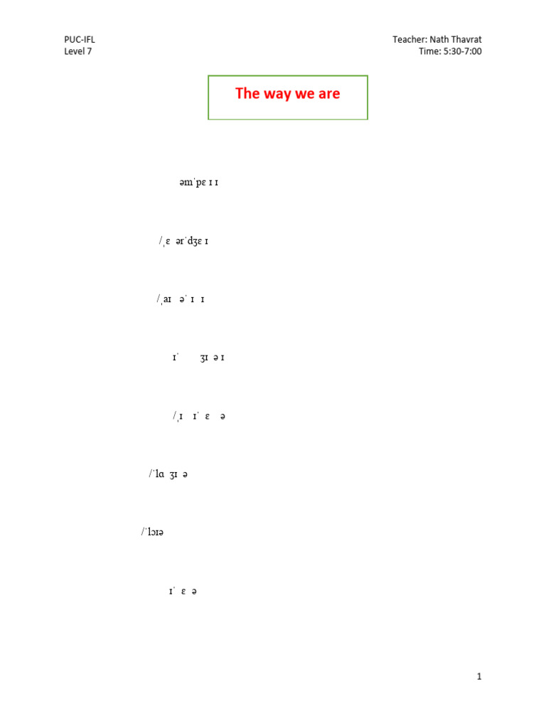Unit 6 - The Way We Are - Vocabulary 2 | PDF | Noun