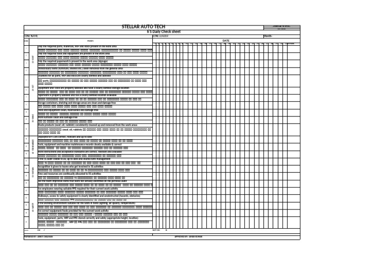 6S Daily Check Sheet | PDF