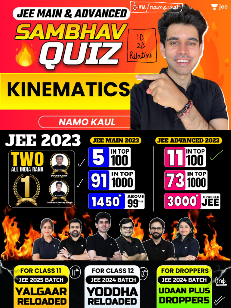 (QUIZ - SAMBHAV) - KINEMATICS 2D - 1st Aug | PDF