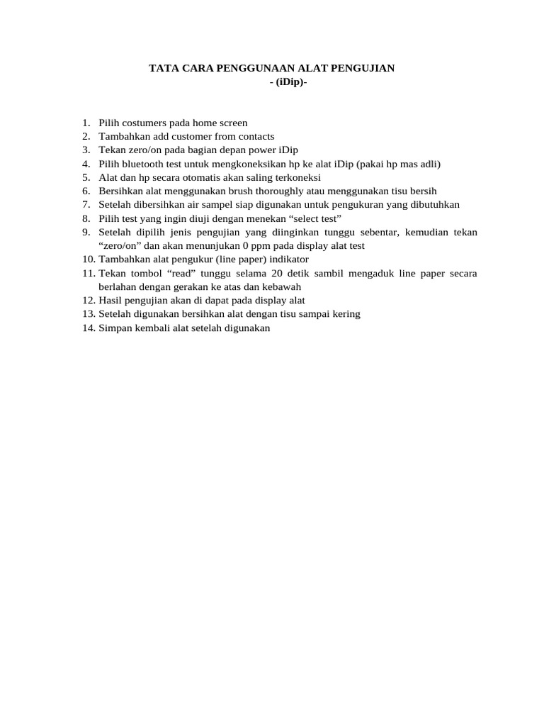 TATA CARA PENGGUNAAN ALAT Idip | PDF