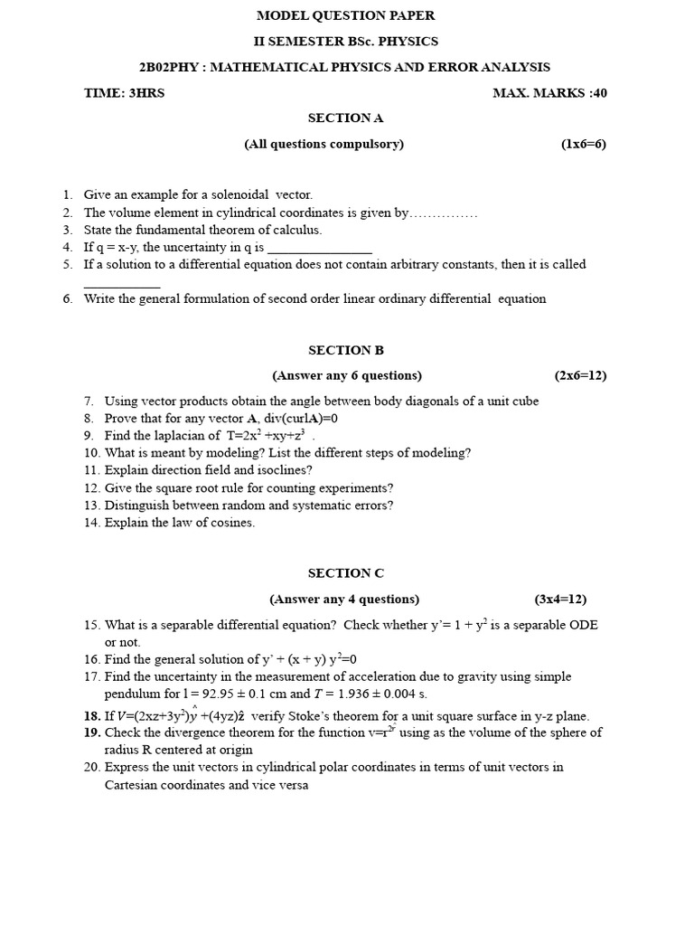 model question | PDF | Euclidean Vector | Equations