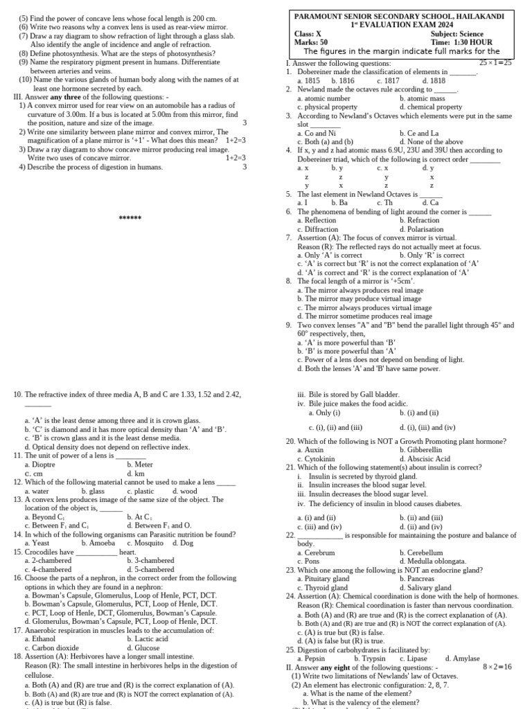 CLASS 10 Science | PDF | Mirror | Optics