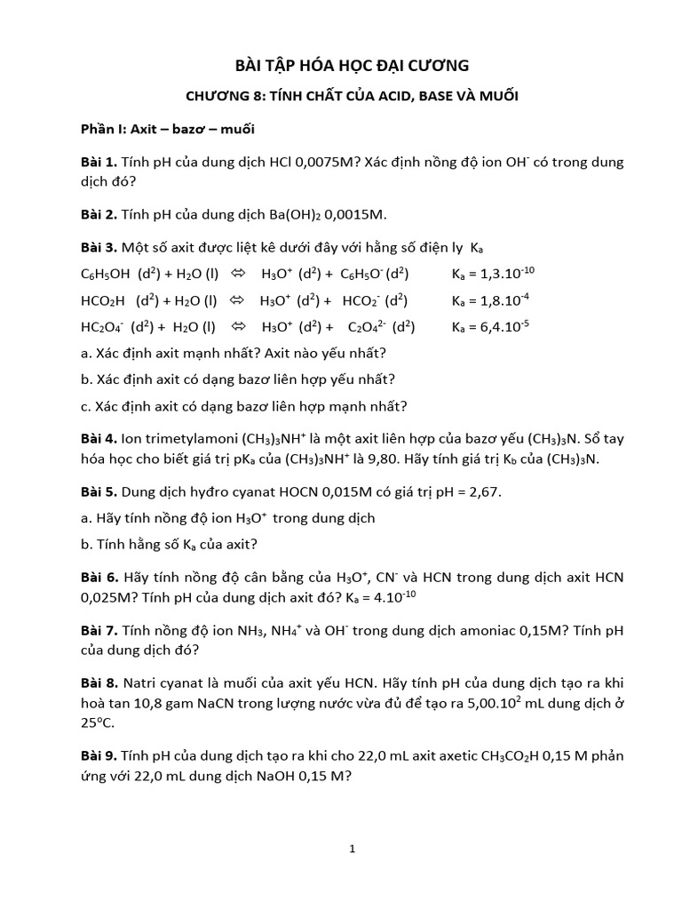 Bai tap_HOA HOC DAI CUONG Ch8 (1) | PDF