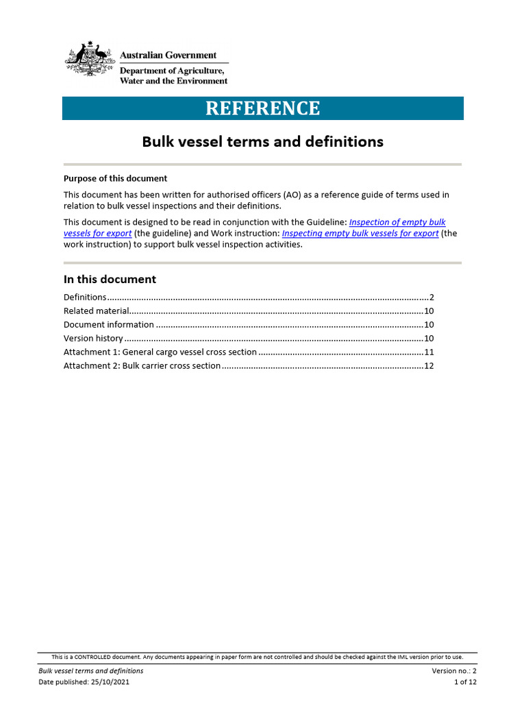 Bulk Vessel Terms Definitions | PDF | Deck (Ship) | Ships