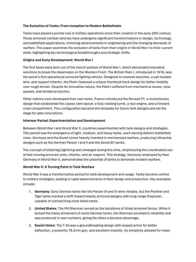 The Evolution of Tanks | PDF | Tanks | Armoured Warfare