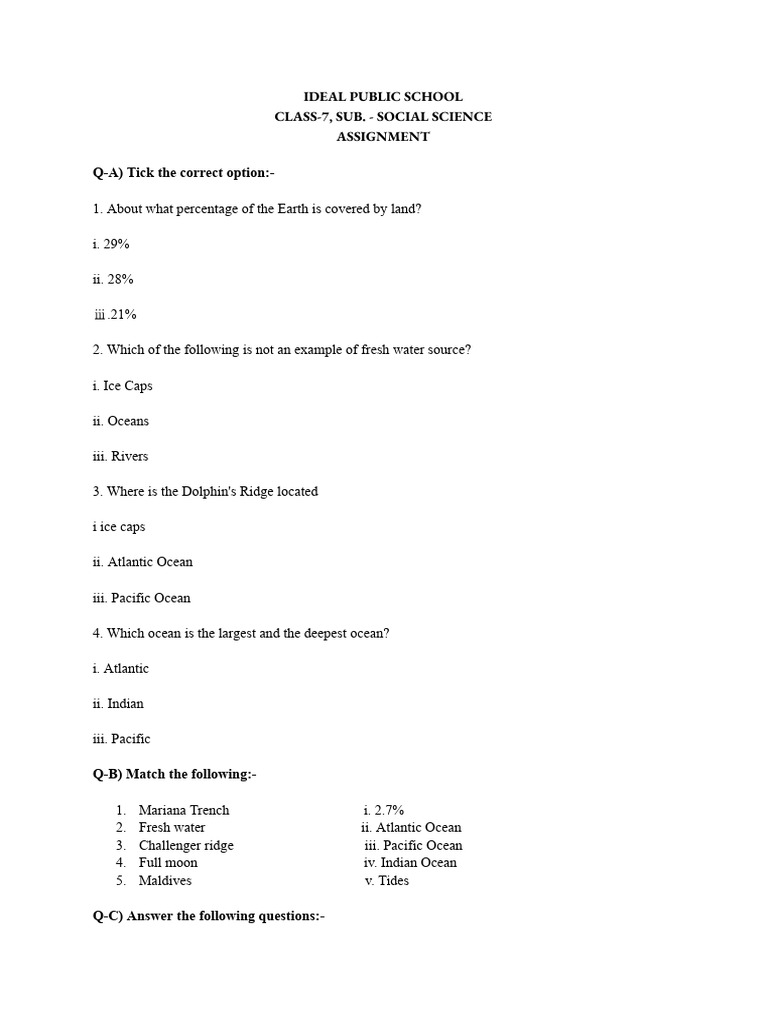 Class 7 SST Assignment | PDF