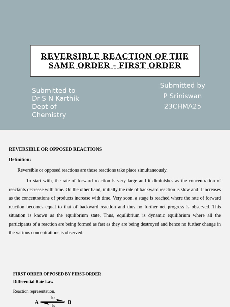 Chemistry: First-Order Reactions | PDF | Chemical Equilibrium ...