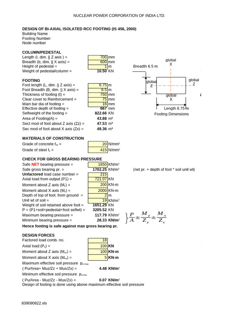Footing Biaxial | PDF | Length